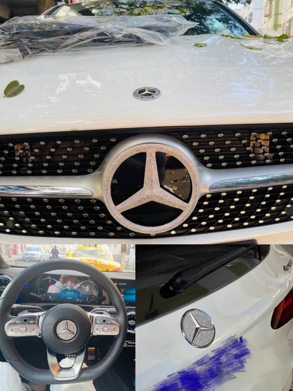 *Ready stocks*Mercedes Emblem Logo Badge Bling Bejeweled Diamond ...