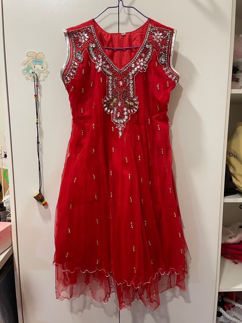 Red Indian Traditional Dress, Women's Fashion, Dresses & Sets ...
