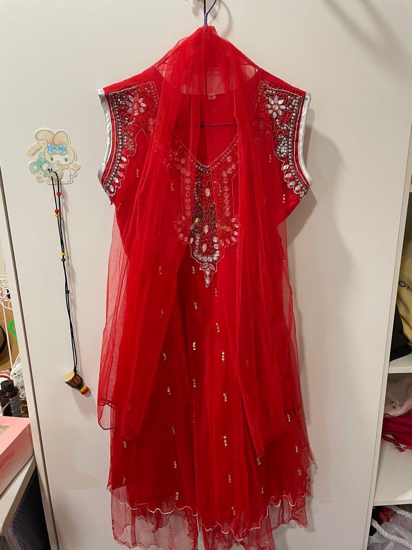 Red Indian Traditional Dress, Women's Fashion, Dresses & Sets ...