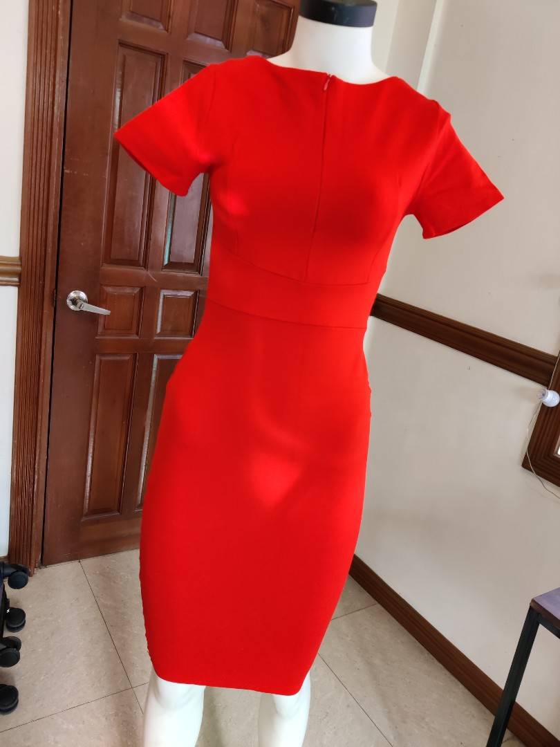sexy body con red office dress, Women's Fashion, Dresses & Sets ...