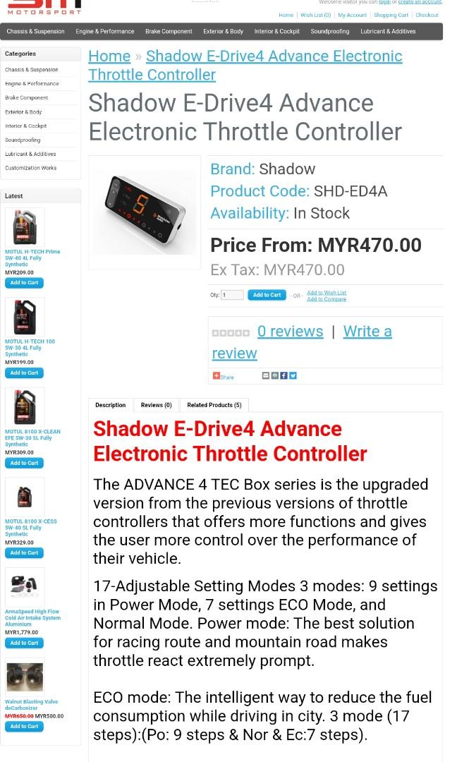 Shadow E-drive 4 Advance Electronic Throttle Controller, Auto ...
