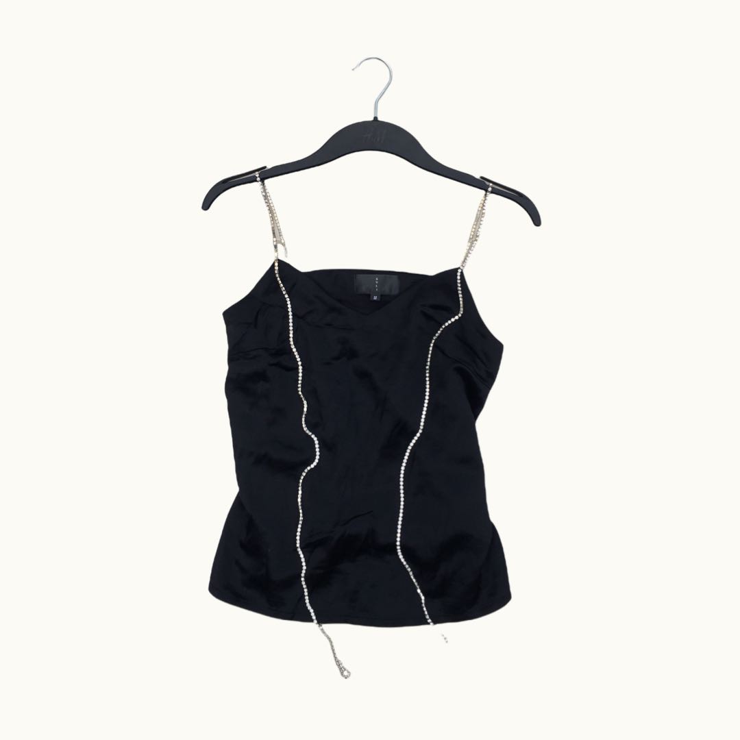 Silk top with jeweled chain strap, Women's Fashion, Tops, Sleeveless on ...