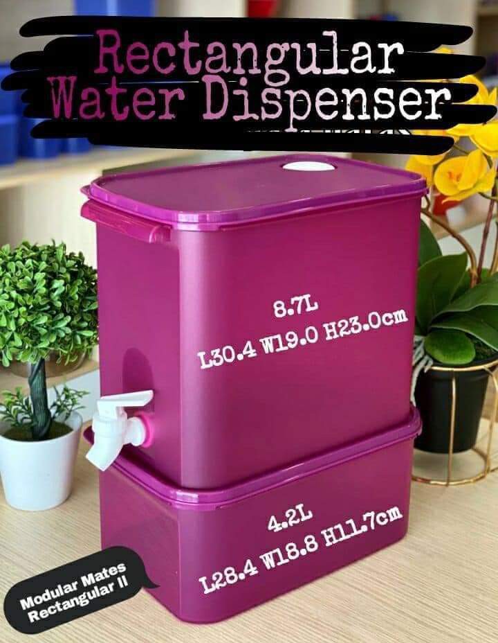 Tupperware Rectangular Water Dispenser 8.7liter + Stand Modular Mater ...