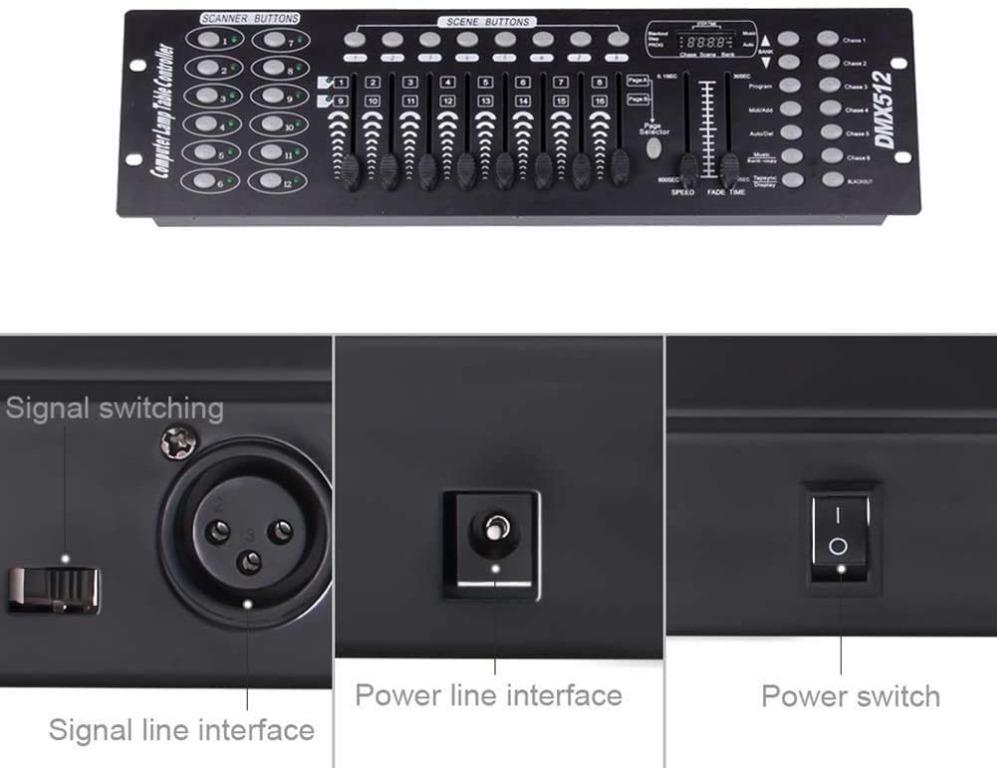 UKing DMX Controller 192 Channels,Light Mixers DMX512 Controller Console 240 Scenes for Stage ...