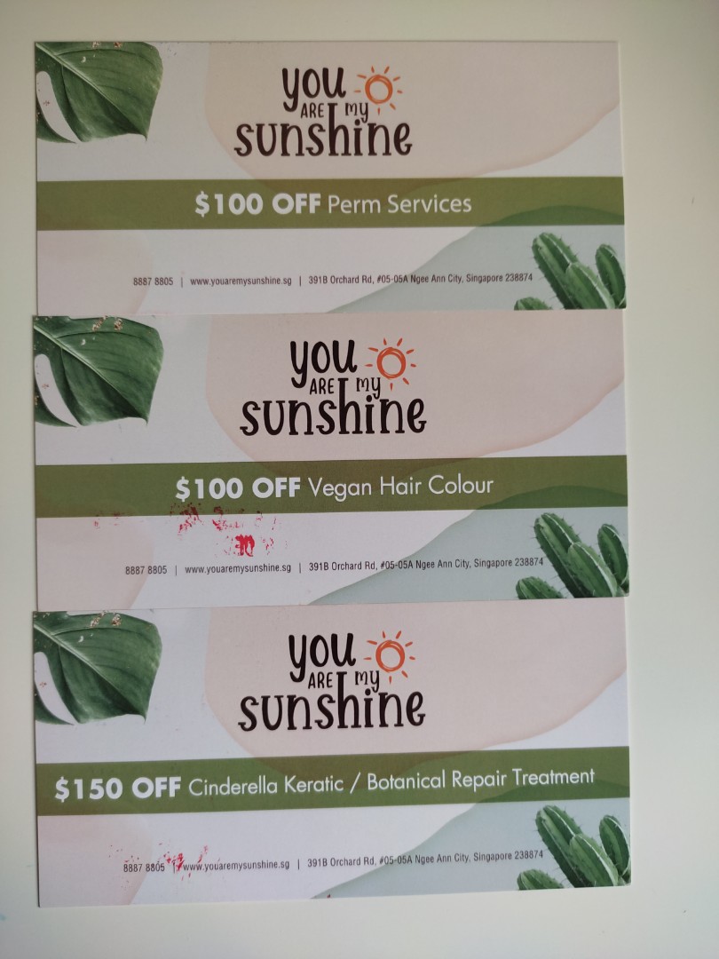 You are my sunshine vouchers, Tickets & Vouchers, Store Credits on ...
