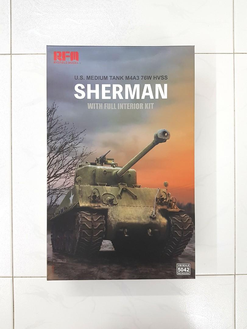 1/35 #5042 Ryefield RFM US Medium Tank M4A3 76W HVSS Sherman c/w Full ...