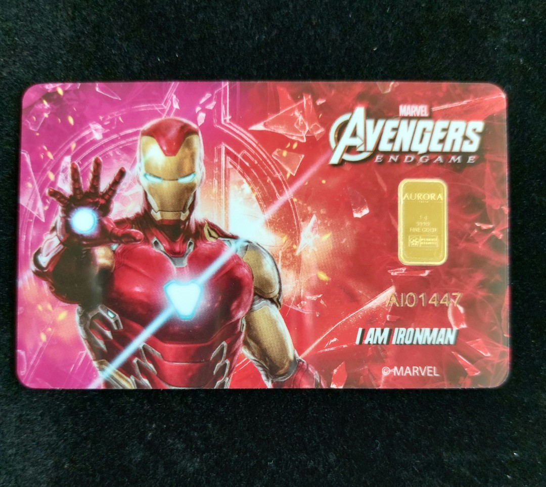 1gram Gold Bar Marvel Avengers End Game IronMan, Hobbies & Toys ...