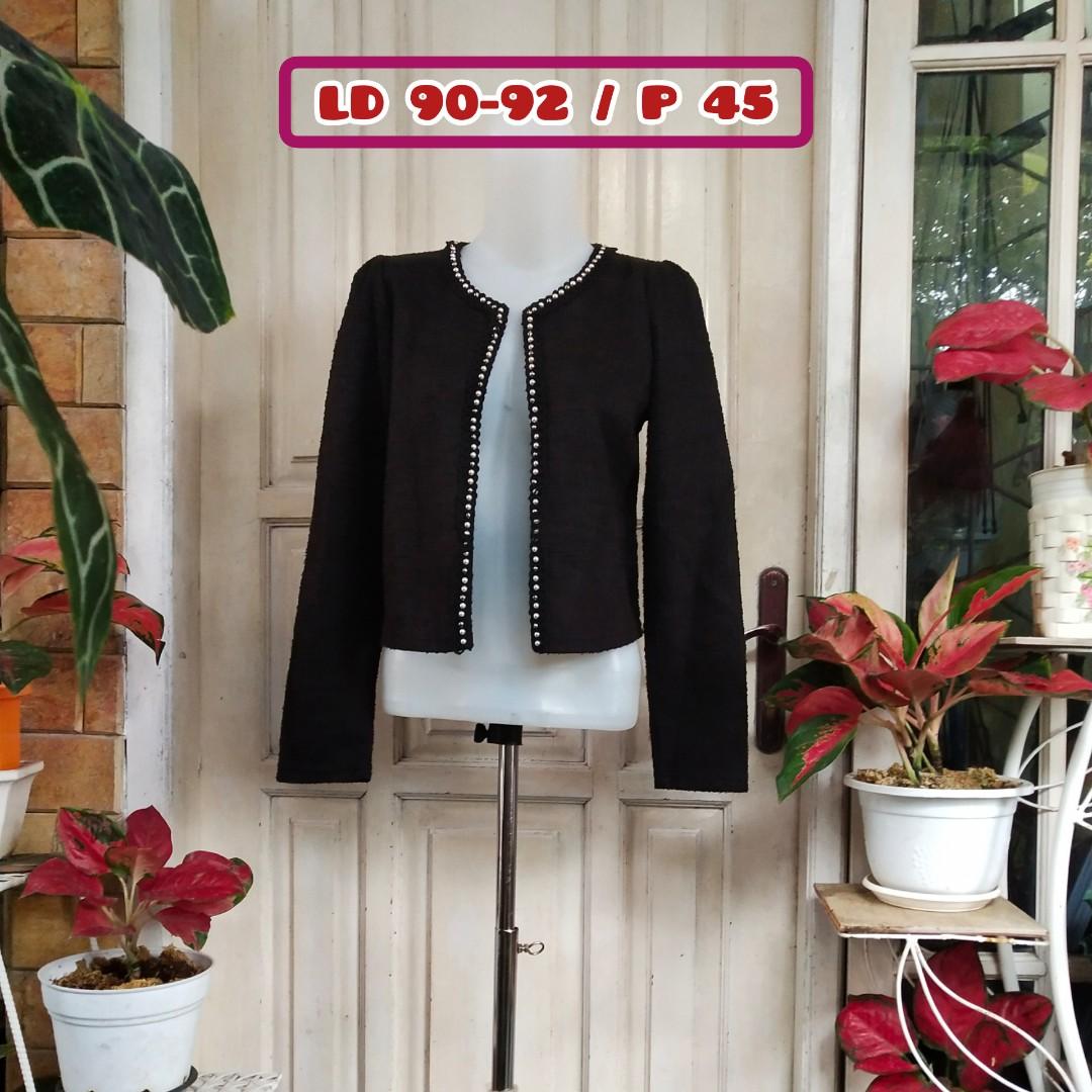 BLAZER OUTER TWEED HITAM MUTIARA, Fesyen Wanita, Pakaian Wanita, Baju ...
