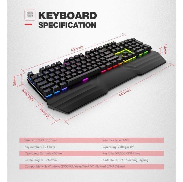 HAVIT HV-KB432L COMBO GAMING KEYBOARD, Computers & Tech, Parts ...