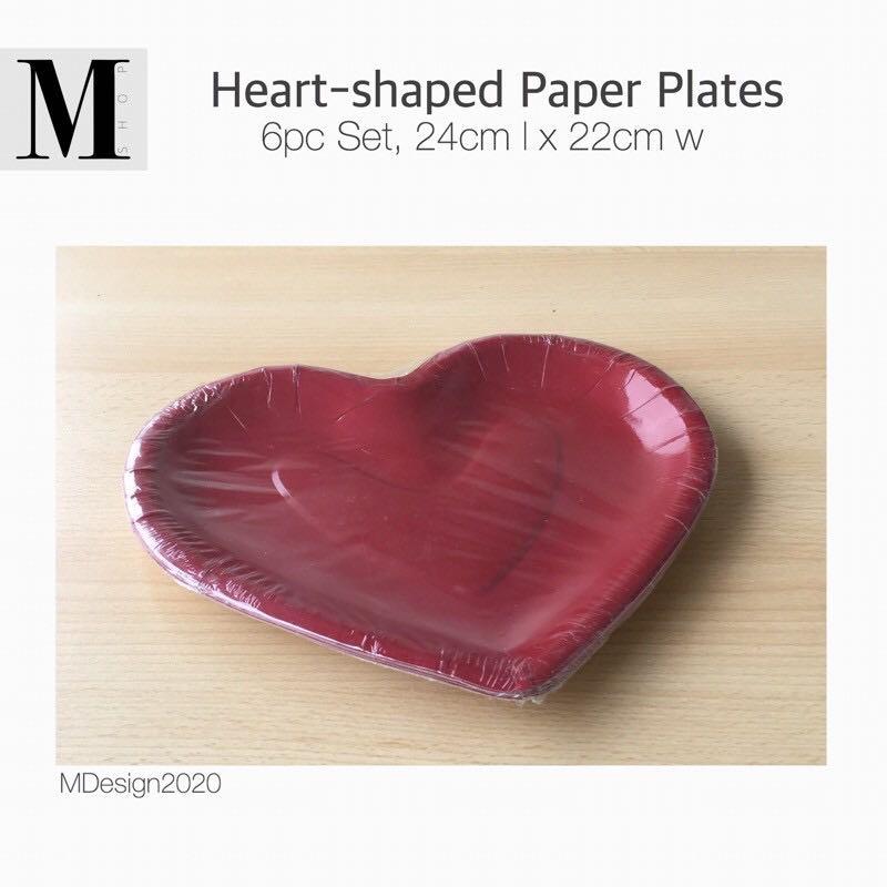 Heart -shaped Paper Plates, Furniture & Home Living, Kitchenware ...