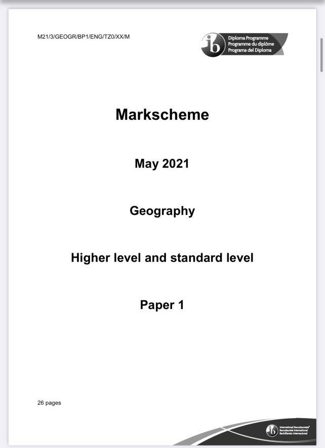 IB SL HL Geography exam papers, Hobbies & Toys, Books & Magazines ...