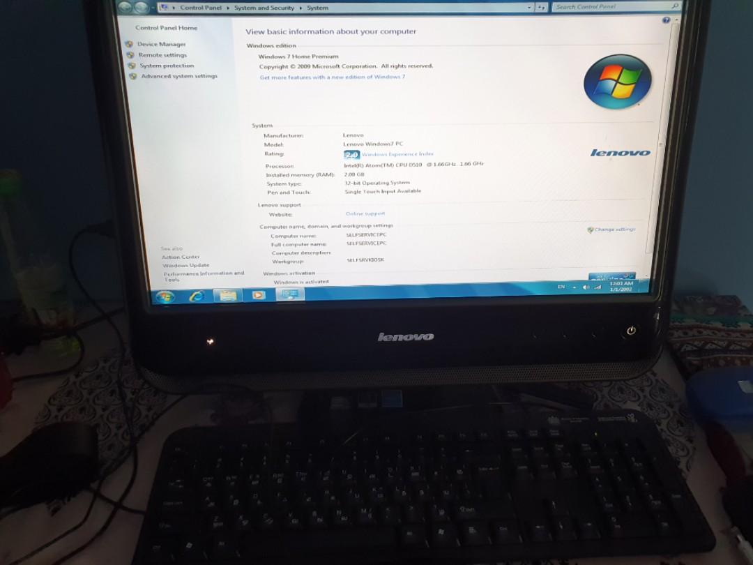 Lenovo window7 inbuilt Desktop, Computers & Tech, Desktops on Carousell