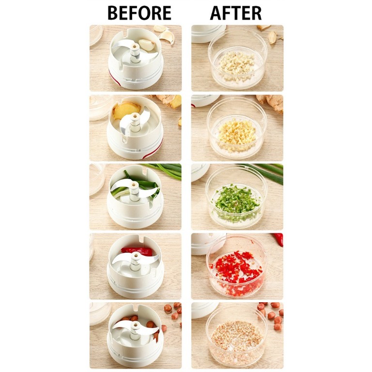 Mini Garlic Chopper blender, Pull String Food Processor for Garlic ...