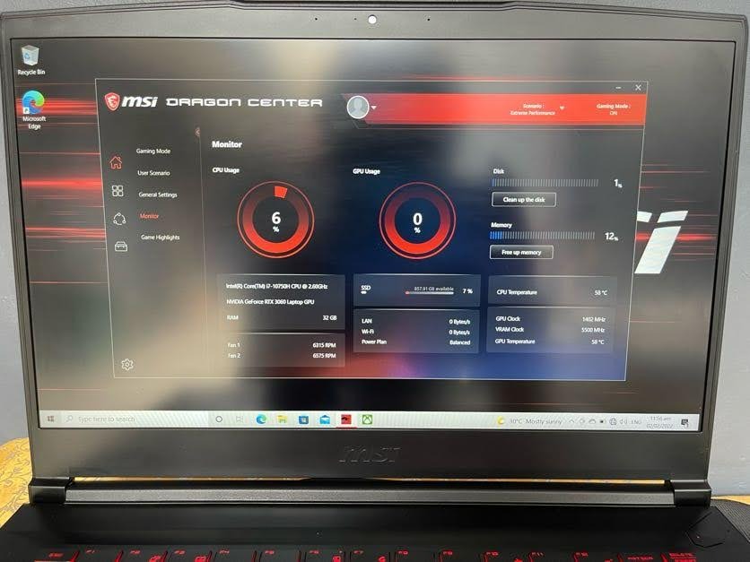 MSI GF65 THIN 10UE: I7 10750H, RTX 3060, 32GB RAM, 1 TB NVMe SSD, 144Hz ...