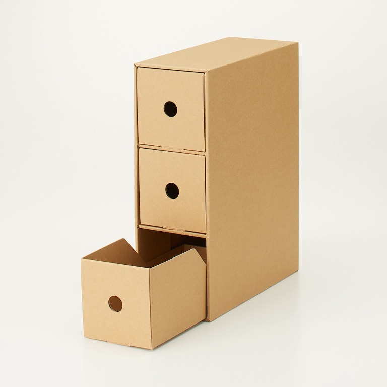 MUJI Cardboard Storage Box A4 / 3 Drawers, Furniture & Home Living ...