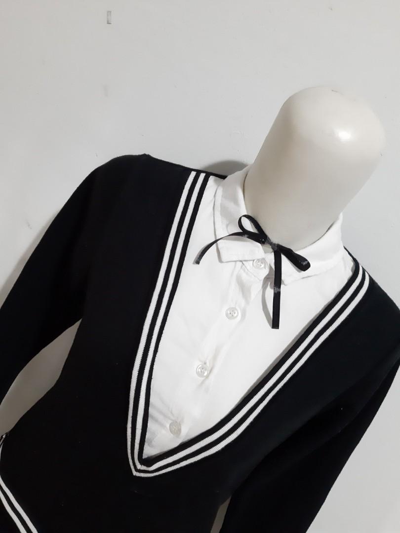 One Set Korean Uniform Dress, Fesyen Wanita, Pakaian Wanita, Gaun & Rok ...