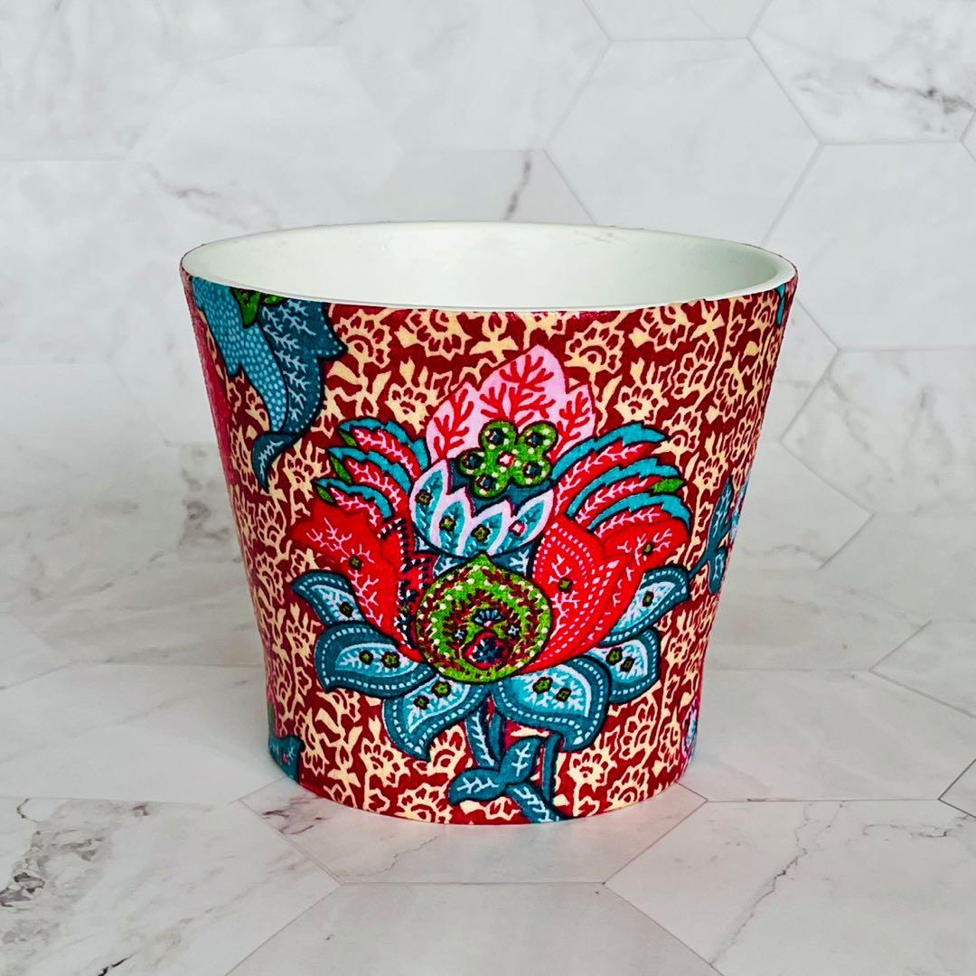 Pink Floral Batik Plant Pot, Indoor Planter, Flowerpot, Small Size ...