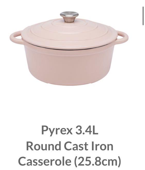 Pyrex 3.4L pink iron Casseroles ntuc, Furniture & Home Living ...