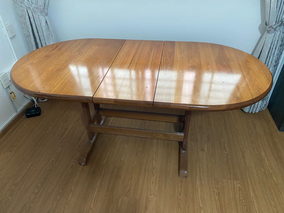 Strong Wooden dining table extendable to 173cm, Furniture & Home Living ...