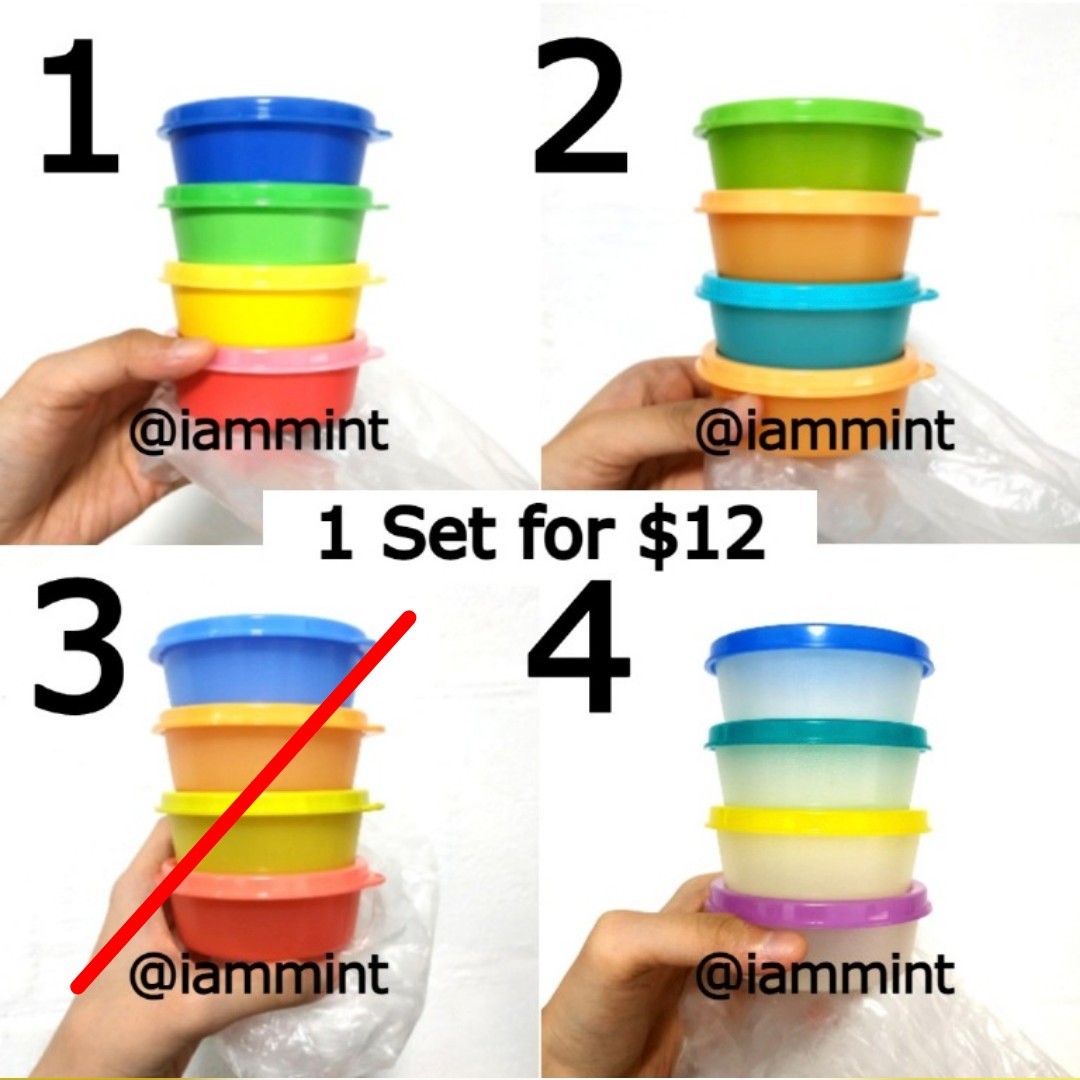 Tupperware 70 ml Small Round Container Set of 4, TV & Home Appliances ...