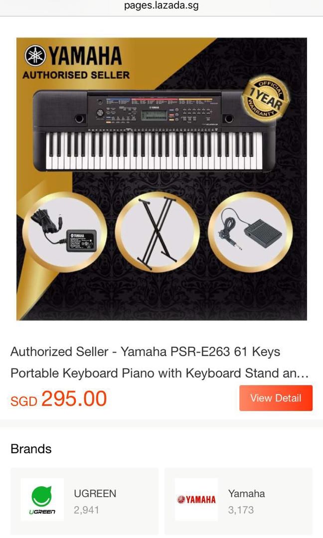 Yamaha PSR-E263 61 keys portable keyboard piano, Hobbies & Toys, Music ...
