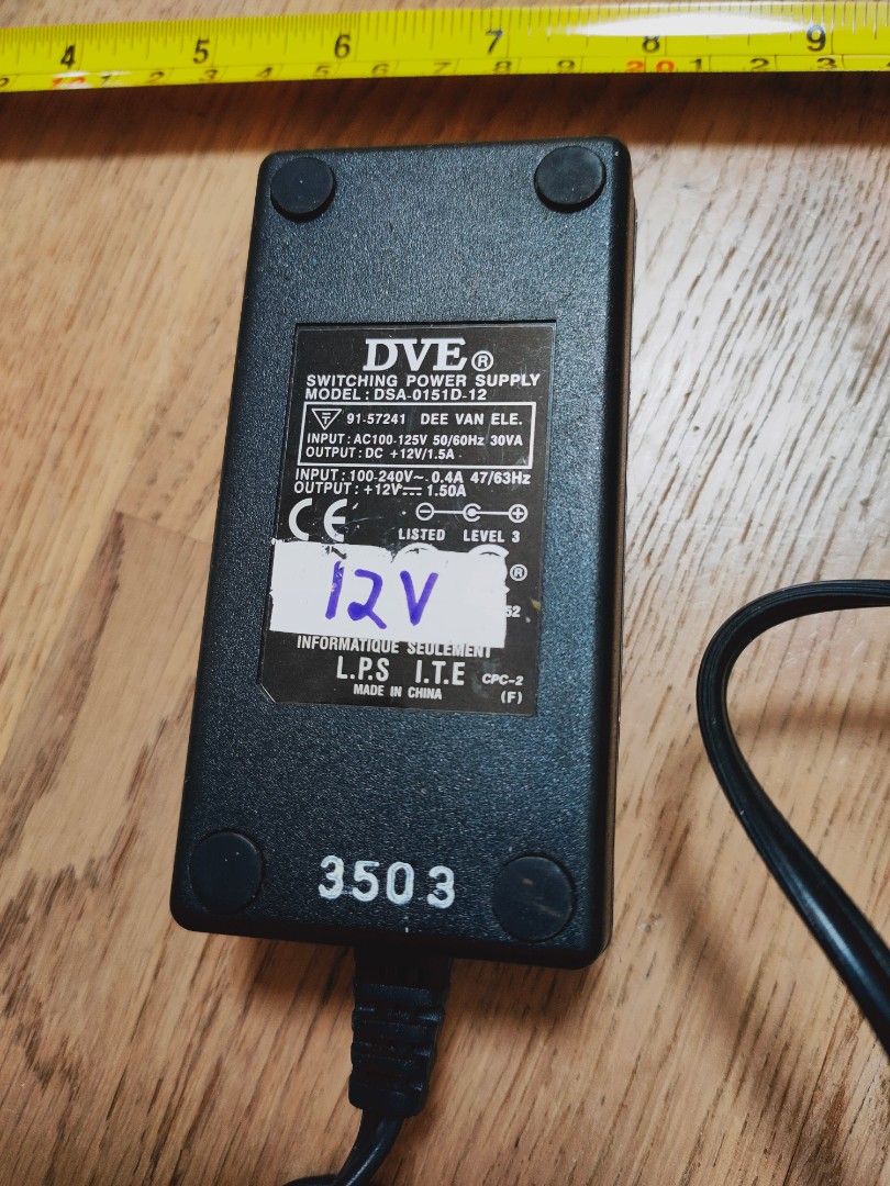 used,12V 1.5A wi-fi router or notebook computer power brick, used ...