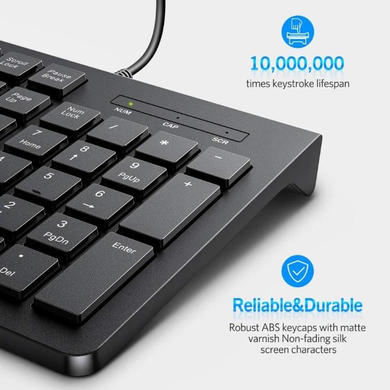 2122) VicTsing Keyboard 4.9ft Cable, wired Computer Keyboard with ...
