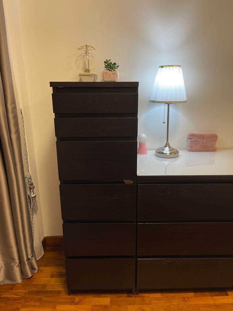 [Last 2 days] IKEA Malm chest of drawer dresser with mirror, Furniture ...