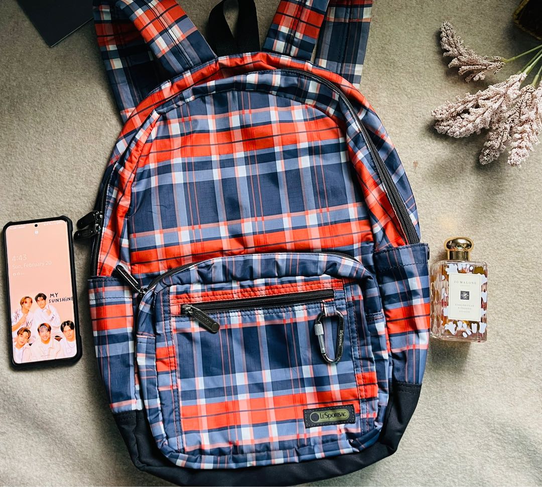 Authentic Lesportsac Backpack Multicolor Checkered, Women's Fashion ...