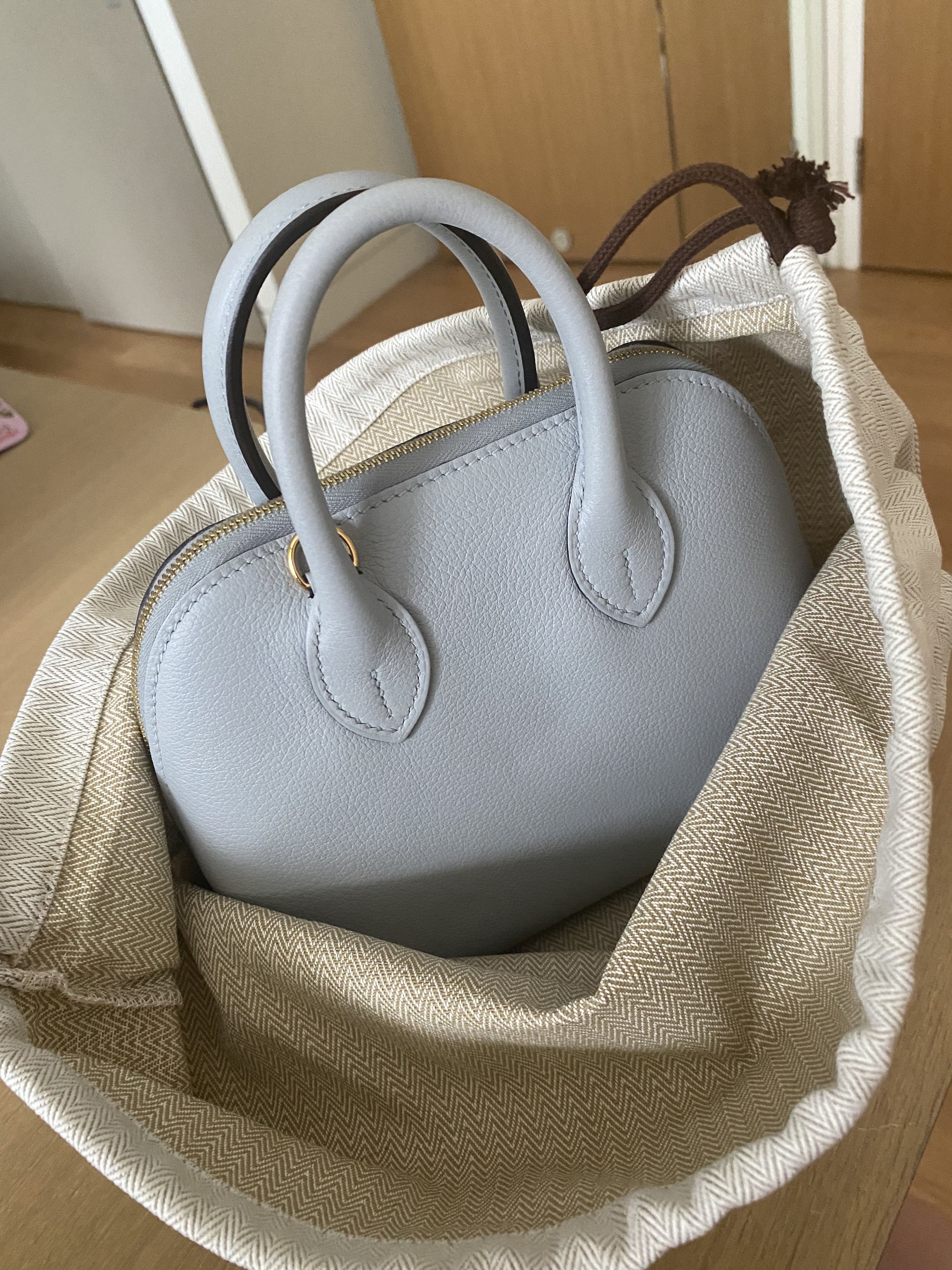 Authentic new Hermes mini bolide bleu glacier with gold hardware, Women ...