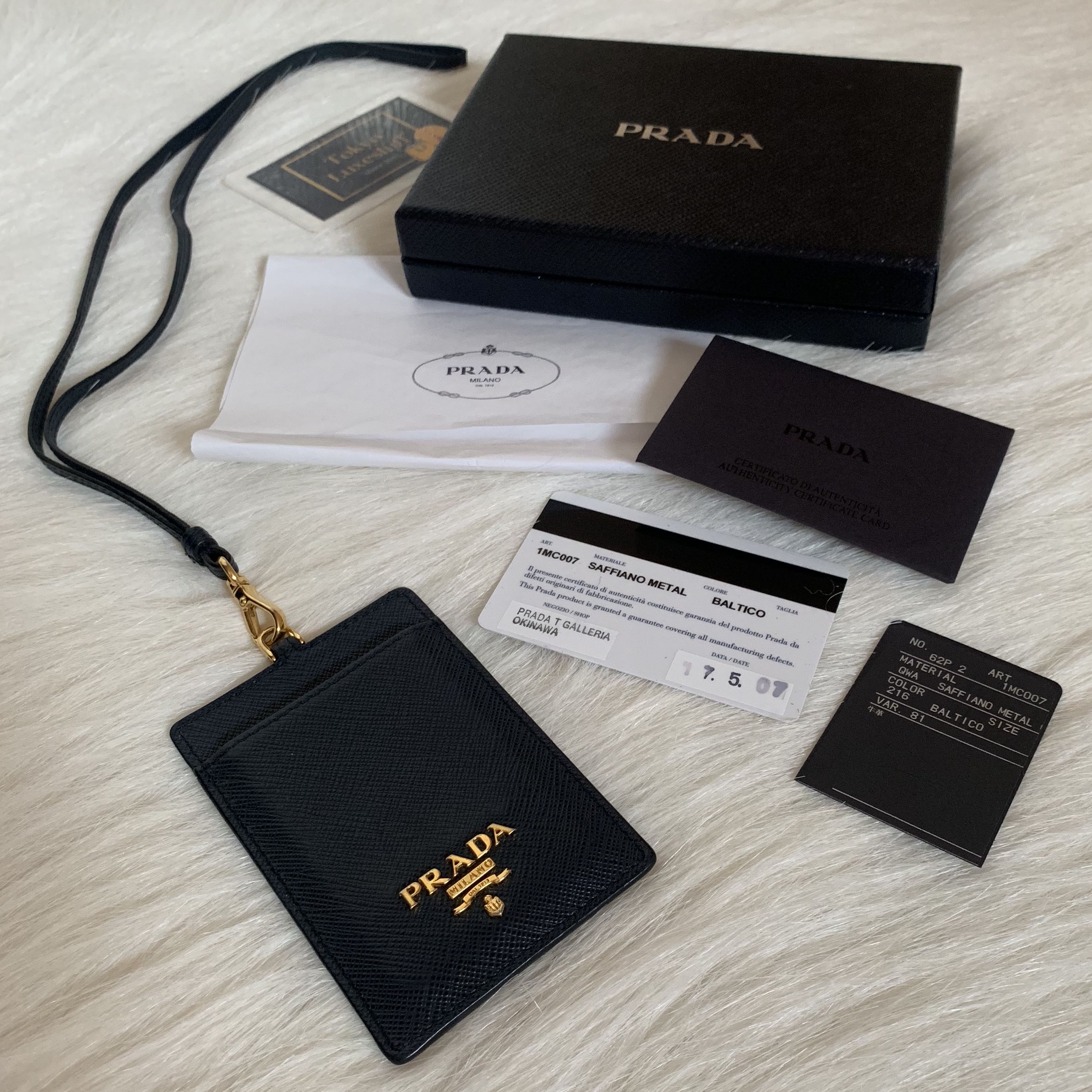Authentic Preloved Prada Saffiano Leather ID/Cards Lanyard in Gold ...