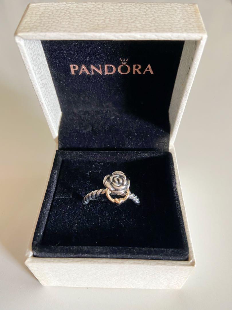 Authentic Rare / Discontinued HTF Pandora Two Tone Love Rose Ring ...