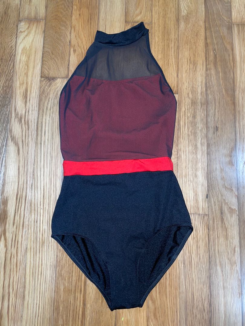 Black red mesh leotard brand new, Women's Fashion, Activewear on Carousell