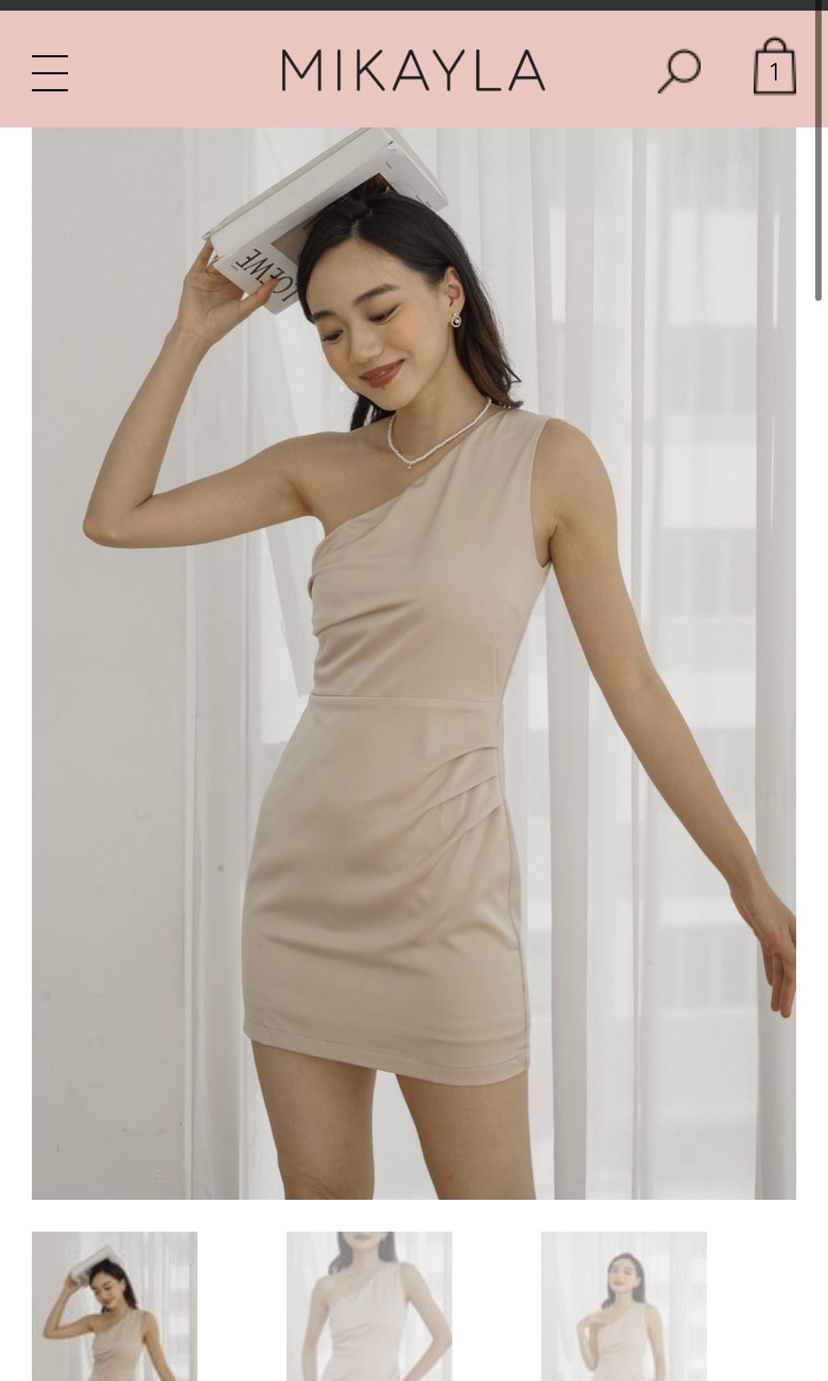 BY MIKAYLA MEDUSA TOGA RUCHED SATIN DRESS IN NUDE PINK, Women's Fashion ...