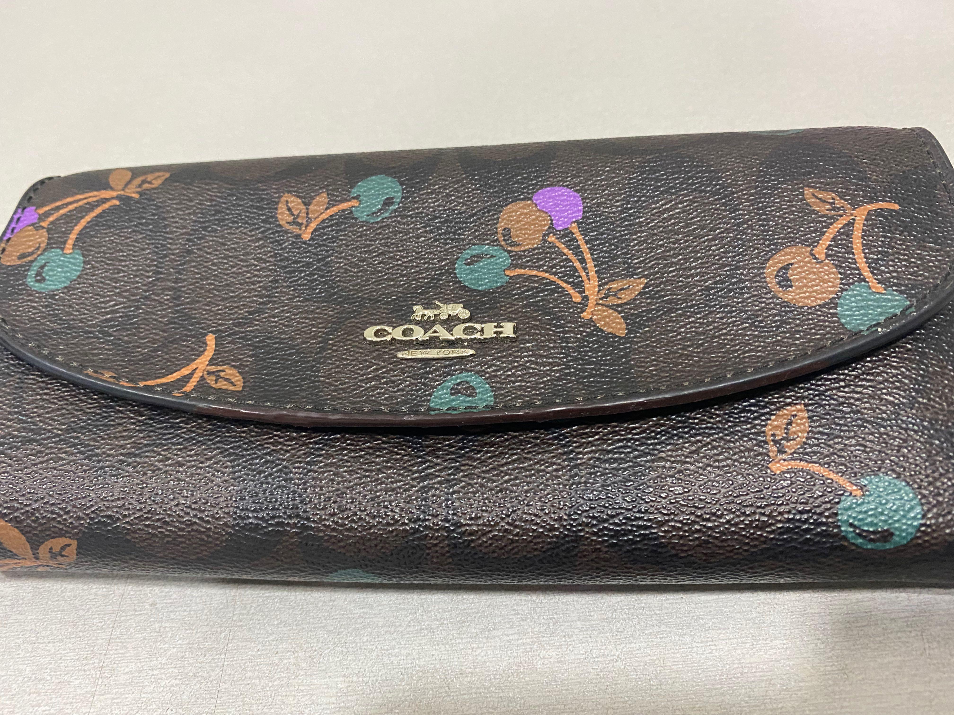 Coach Cherry Print Signature Slim Envelope wallet, Women's Fashion ...