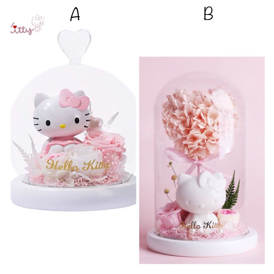 Hello Kitty Preserved Flower Dome Preserved Rose Preserved Hydrangea ...