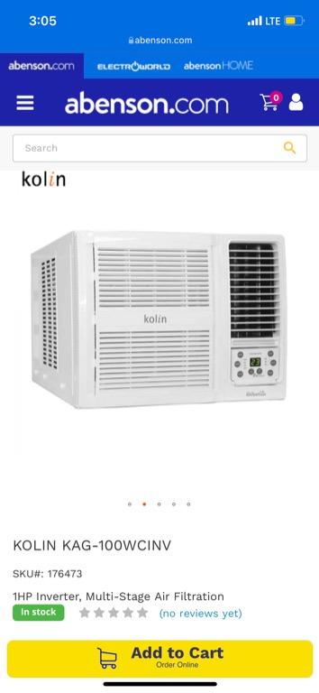 Kolin Aircon Inverter brand new KAG-100wcinv 1HP, TV & Home Appliances ...
