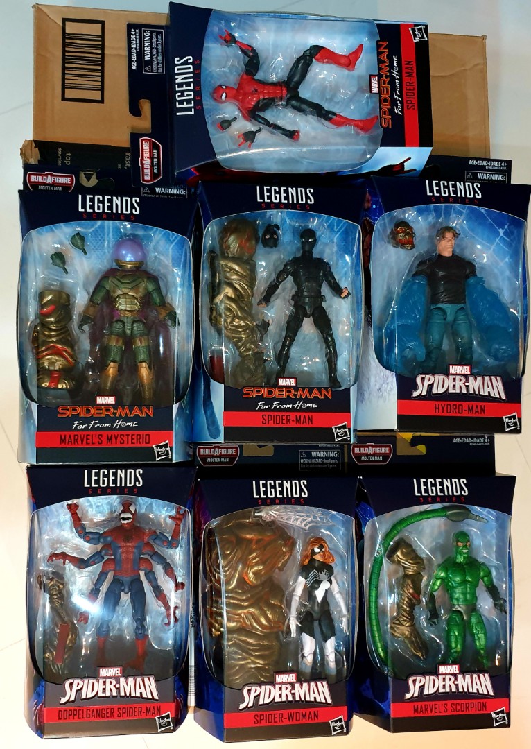 Marvel Legends Spider-Man Far From Home, Molten Man BAF Wave, Set of 7 ...