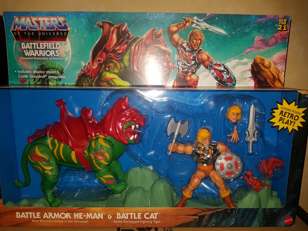Masters of the Universe Origins Battlefield Warriors He-Man Battle Cat, Hobbies & Toys, Toys ...
