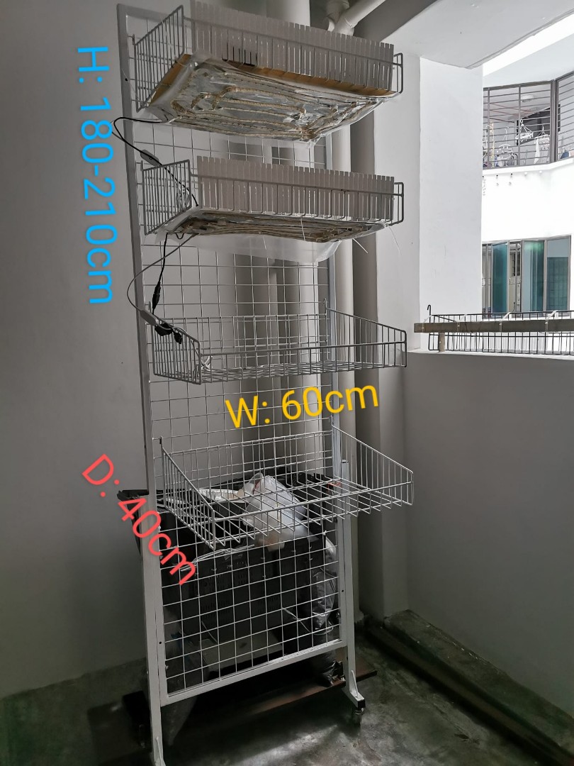 Mobile double-sided wire mesh rack for display or shelving for plants ...