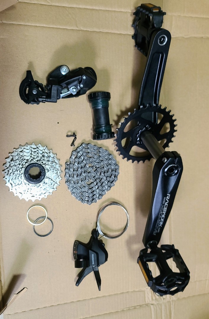 Mtb groupset with crank and bottom bracket 1*7 speed., Sports Equipment ...
