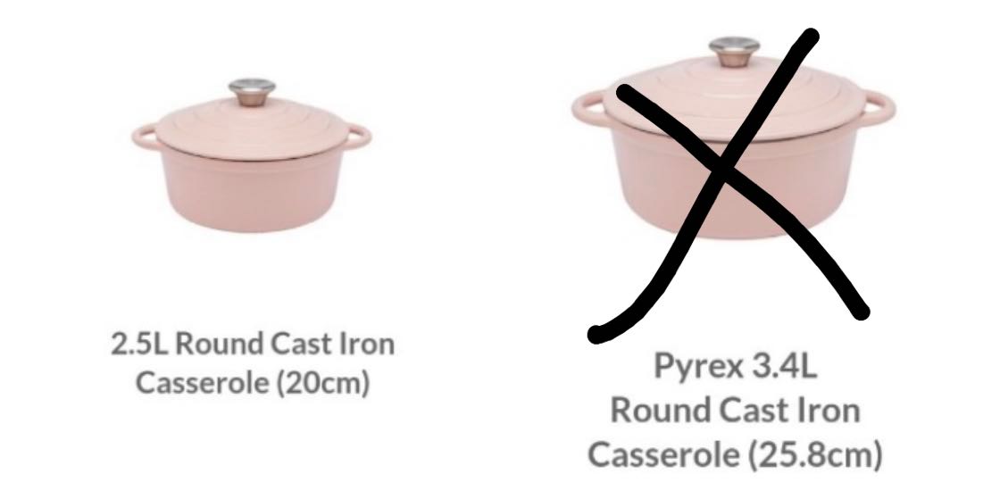 Pyrex 2.5L cast iron casserole, Furniture & Home Living, Kitchenware ...