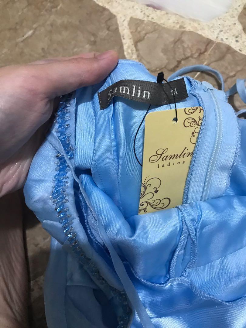 Samlin ladies blue cinderella long gown, Women's Fashion, Dresses ...