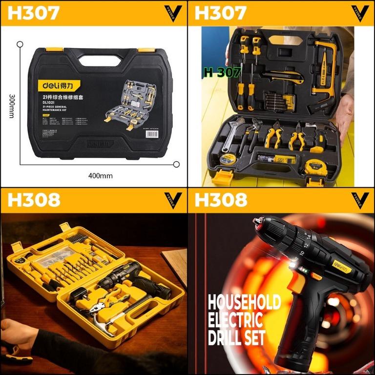 [SG SELLER] Deli Power Tool Set Rechargeable Cordless Hammer Impact ...