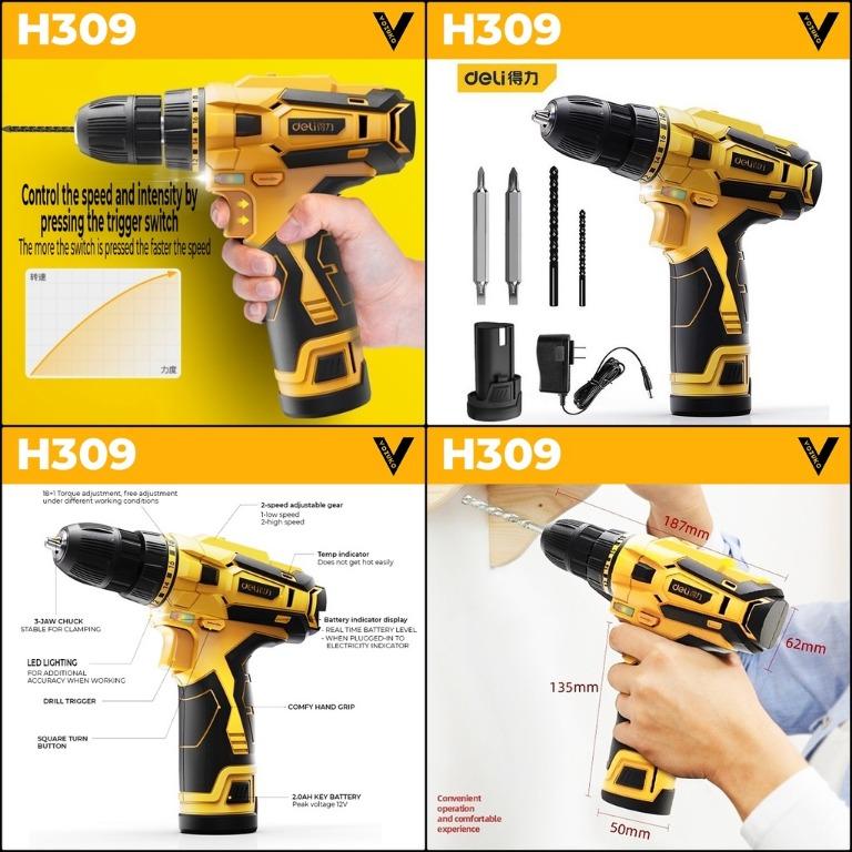 [SG SELLER] Deli Power Tool Set Rechargeable Cordless Hammer Impact ...
