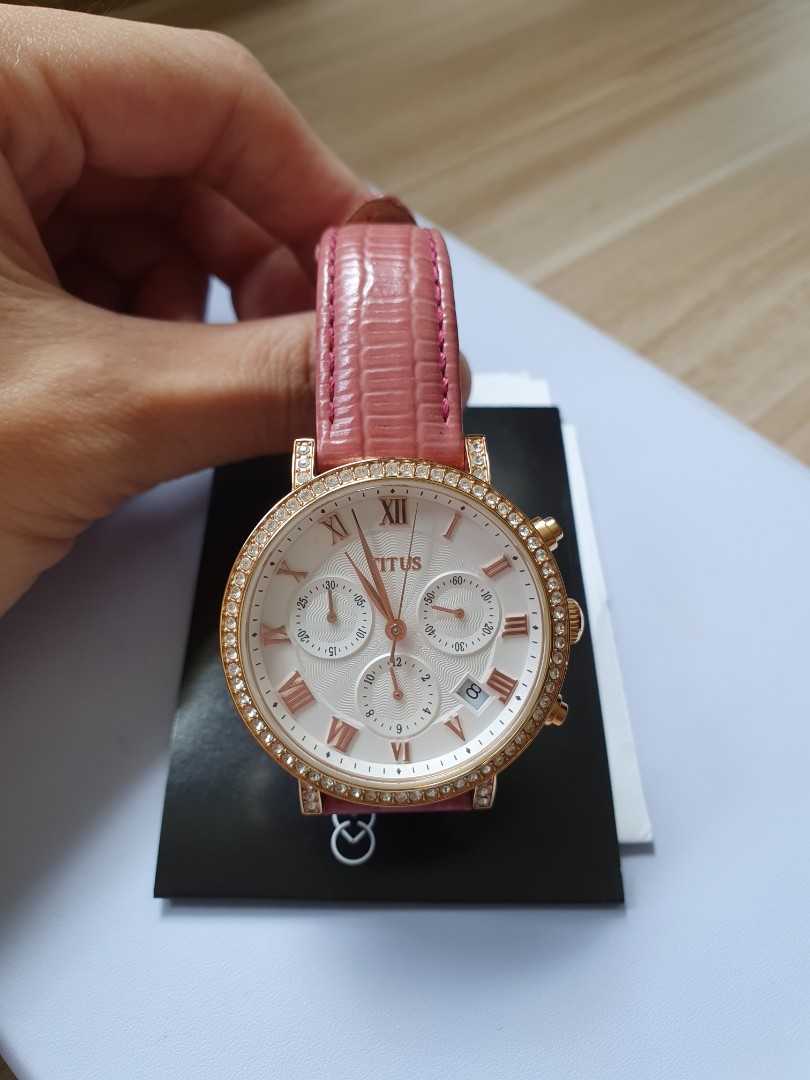 Sovil Titus Ladies Watch Pink Purple Leather Strap, Women's Fashion ...