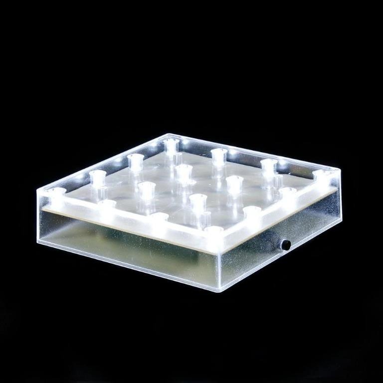 Square USB Chargeable LED Vase Base Light - 5 inch Acrylic White Square ...