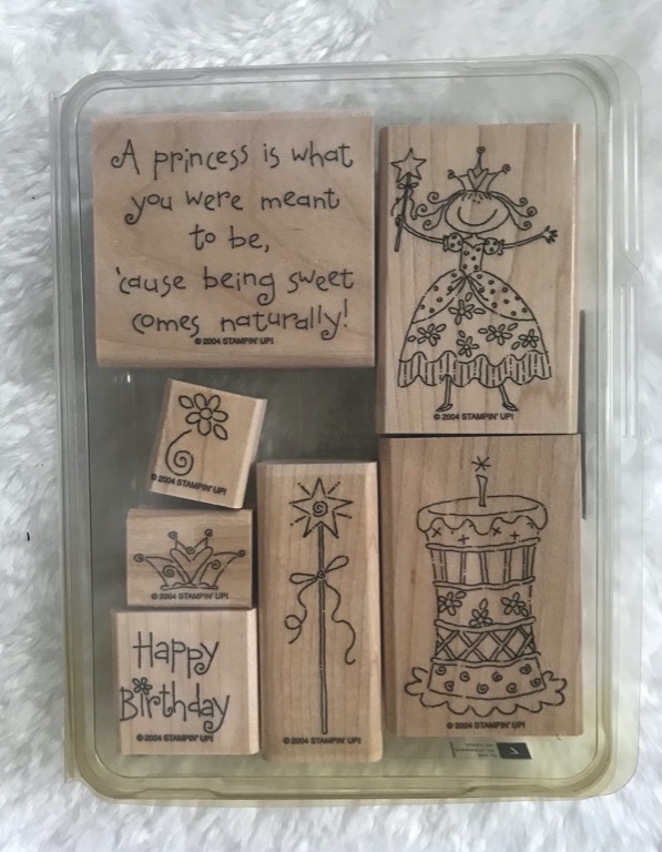 STAMPIN' UP "PRETTY PRINCESS" RUBBER STAMPS ON WOOD. COMPLETE SET OF 7 ...