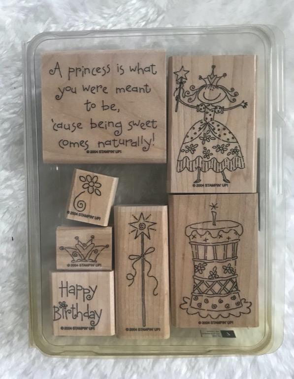 STAMPIN' UP "PRETTY PRINCESS" RUBBER STAMPS ON WOOD. COMPLETE SET OF 7 ...