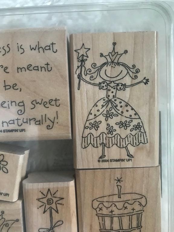 STAMPIN' UP "PRETTY PRINCESS" RUBBER STAMPS ON WOOD. COMPLETE SET OF 7 ...